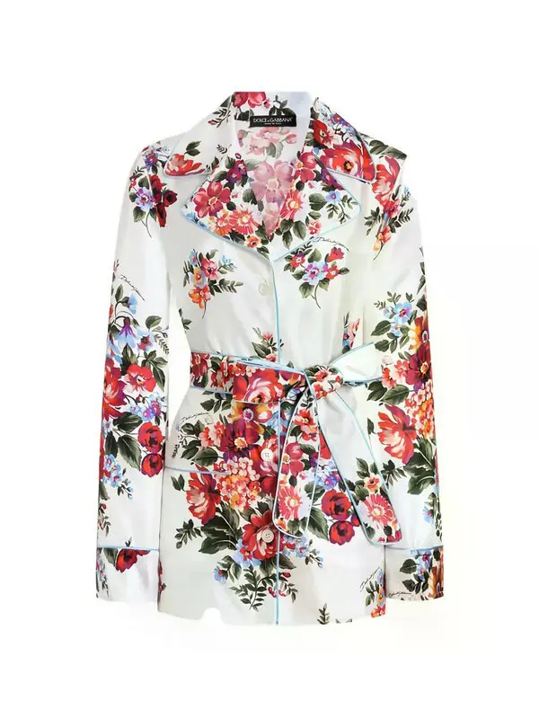Dolce & Gabbana Floral Print Twill Shirt - White