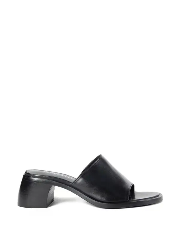 ANN DEMEULEMEESTER Nappa Plonge Leather Block Heel Pumps - Black