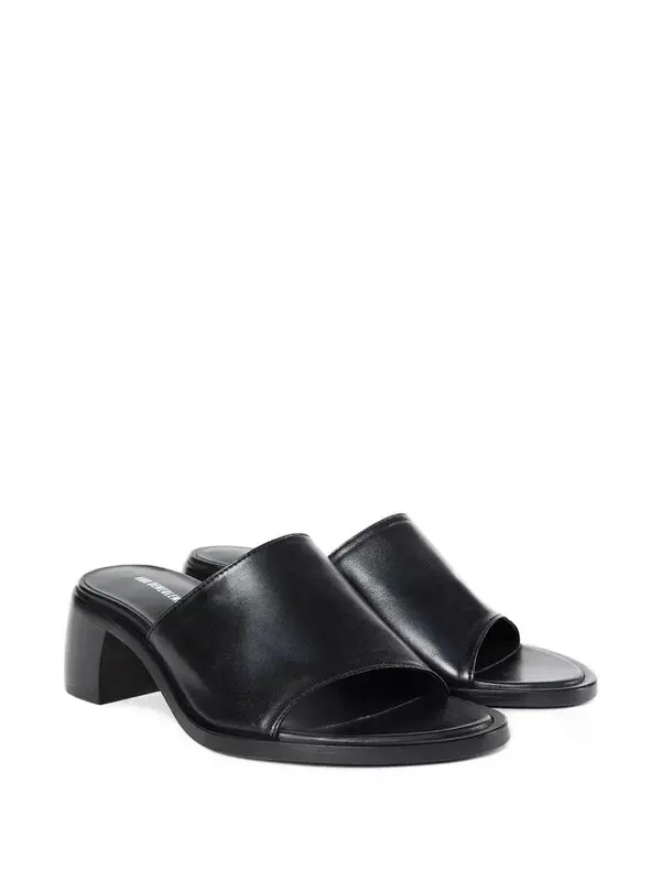 ANN DEMEULEMEESTER Nappa Plonge Leather Block Heel Pumps - Black