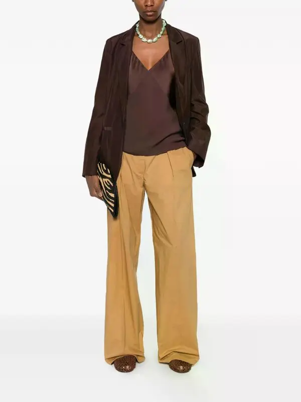 FORTE_FORTE Amber Light-brown Pleated Wide-leg Trousers