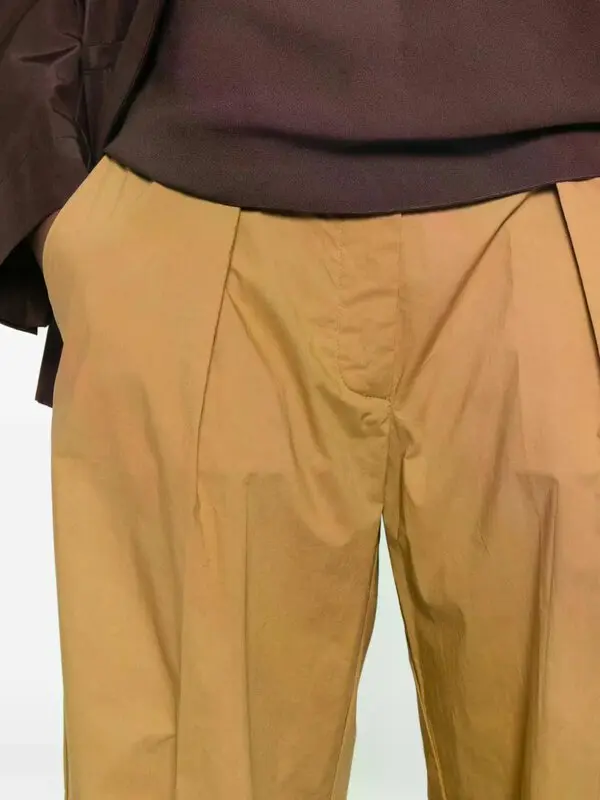 FORTE_FORTE Amber Light-brown Pleated Wide-leg Trousers