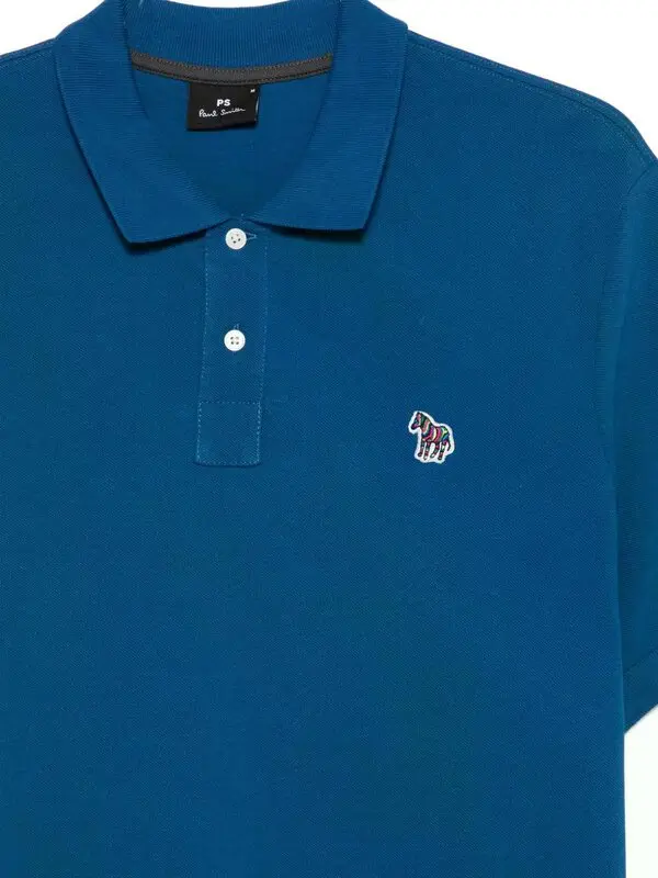 Paul Smith Zebra-patch Regular-fit Polo Shirt - Blue