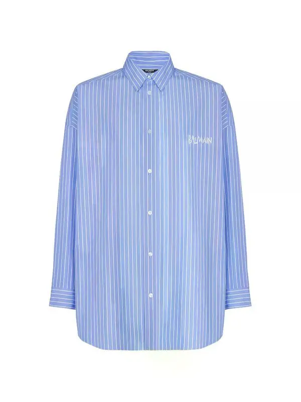 Balmain Striped Relaxed-fit Shirt - Blue