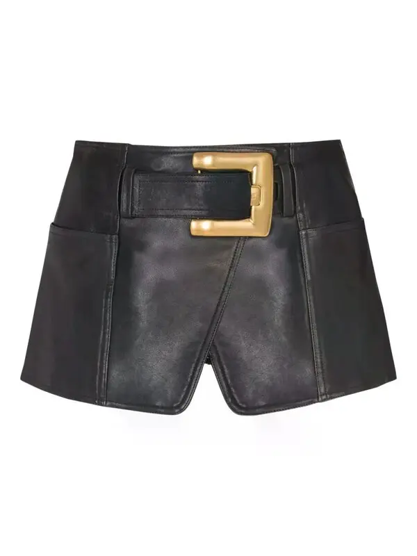 Balmain Belted Leather Mini Skirt