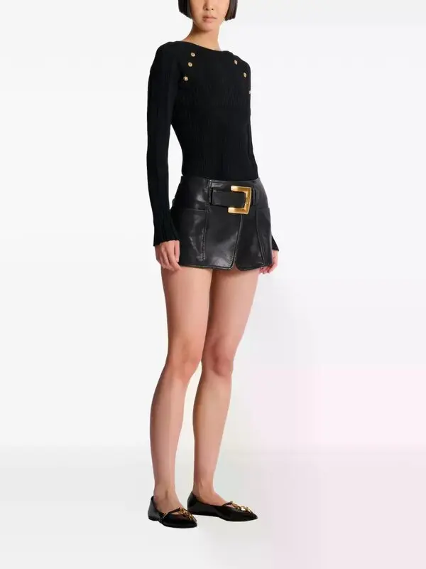 Balmain Belted Leather Mini Skirt