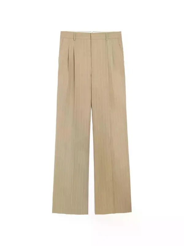 AMI Paris Wool Gabardine Striped Wide Leg Trousers