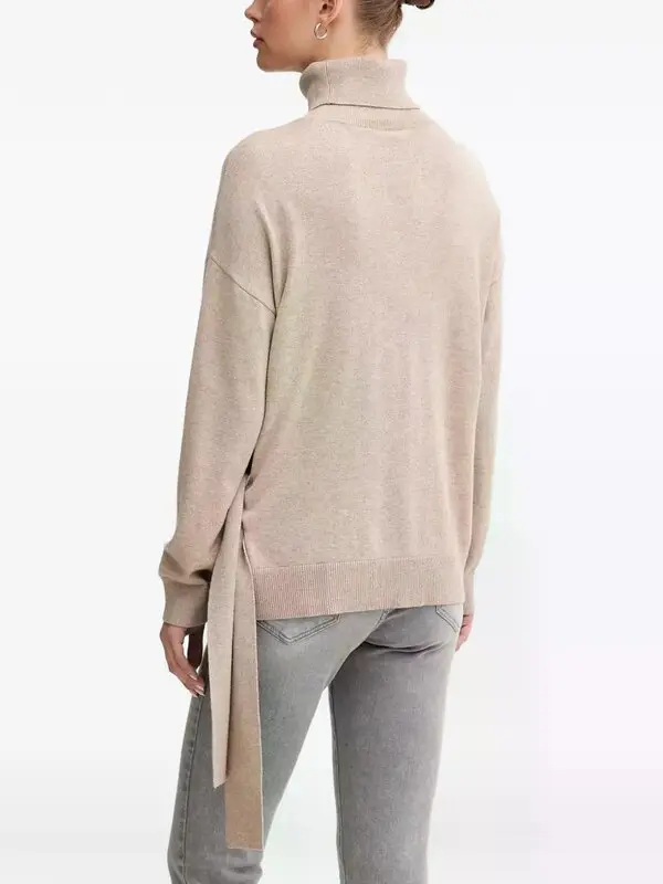 GAUDI Beige Roll Neck Sweater With Bow Detail