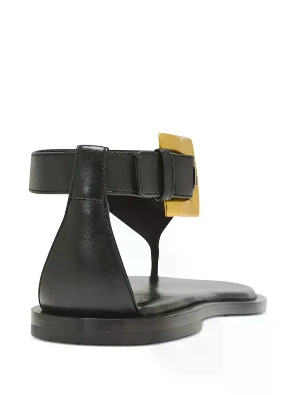 Balmain Anthem Flat Toe-post Sandals In Lambskin Leather - Black