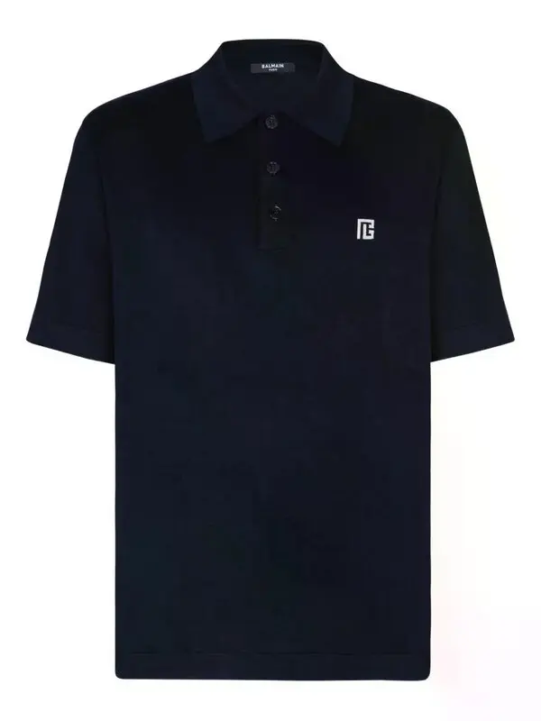 Balmain Logo-embroidered Polo Shirt - Blue
