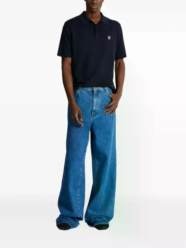 Balmain Logo-embroidered Polo Shirt - Blue