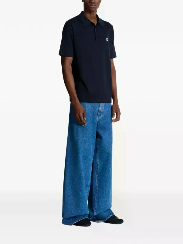 Balmain Logo-embroidered Polo Shirt - Blue
