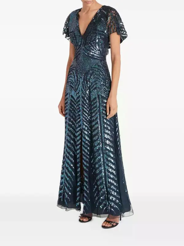 TEMPERLEY LONDON Sequin V-neck Maxi Dress