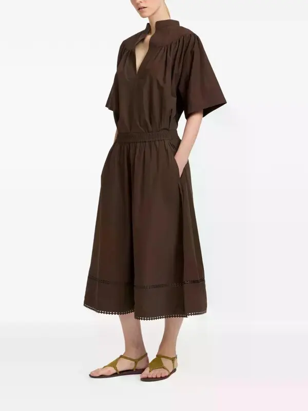 YVES SALOMON Midi Skirt With Scalloped Trim - Brown