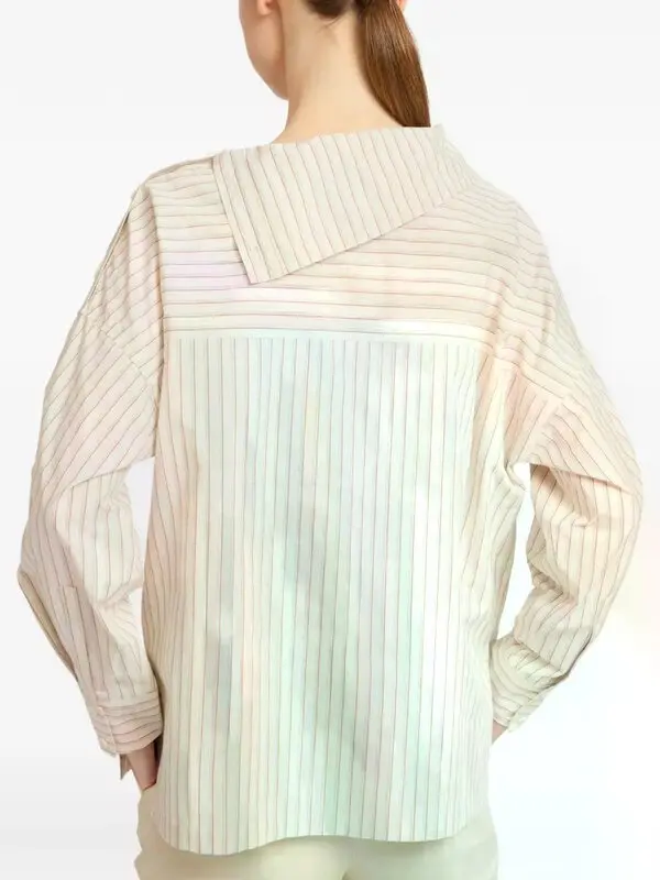 YVES SALOMON Asymmetric Neck Poplin Blouse - Neutrals