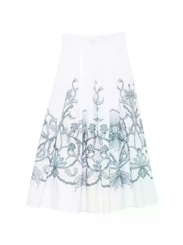 Eleventy Floral-print Midi Skirt - White