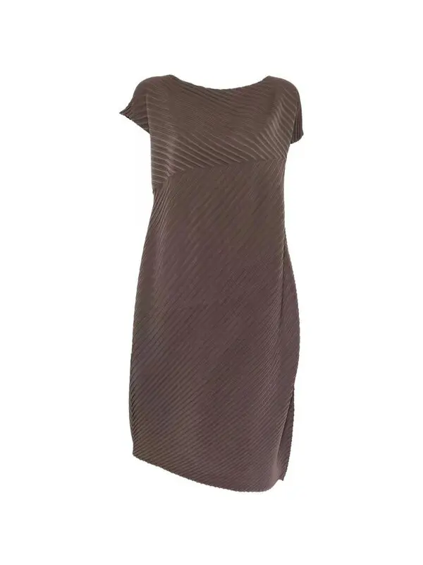 Issey Miyake Pleated Midi Dress - Brown
