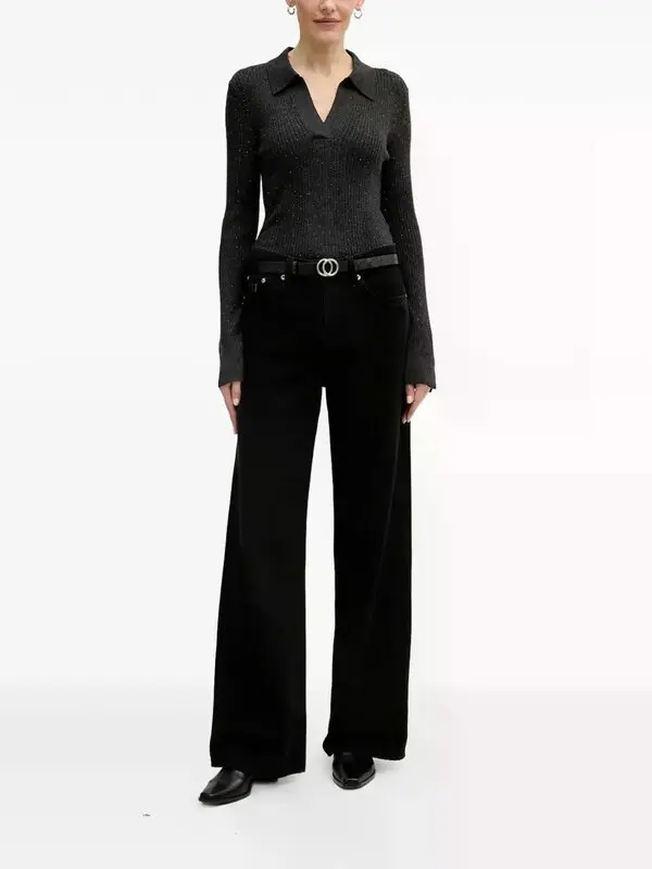 MOS MOSH Ronika V-neck Collared Top With Embellishments