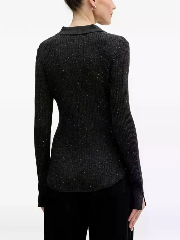 MOS MOSH Ronika V-neck Collared Top With Embellishments