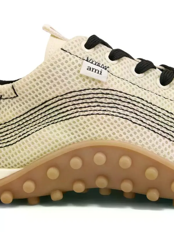 AMI Paris Mirage Lace-up Sneakers With Contrast Stitching - Neutrals