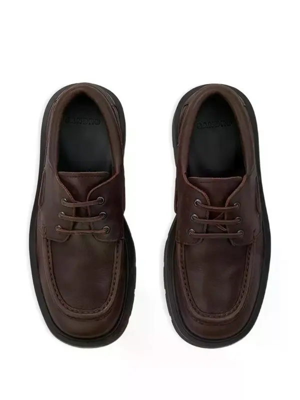 Sandro Lace-up Leather Derby Shoes - Brown