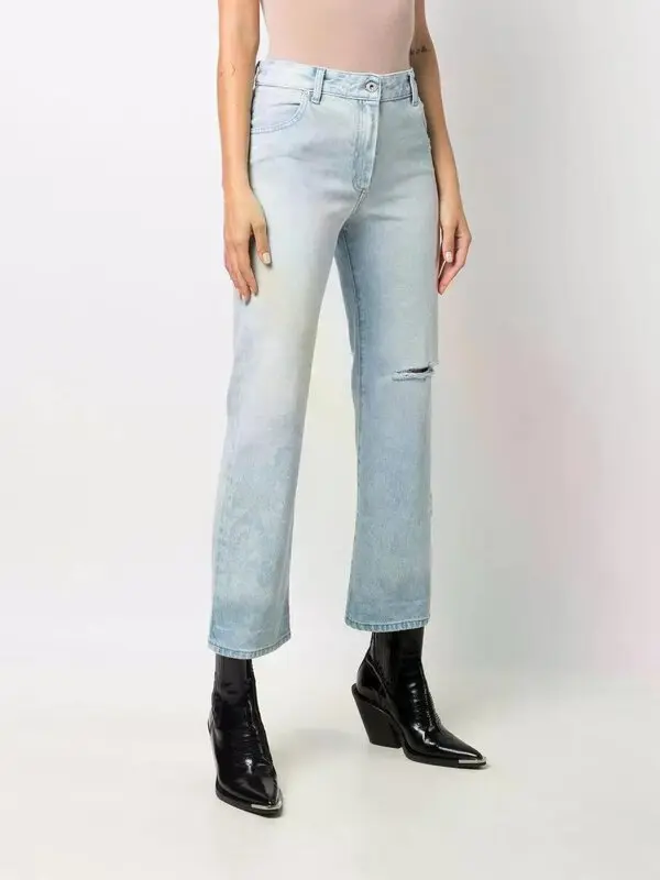 Off-White Distressed Straight-leg Jeans