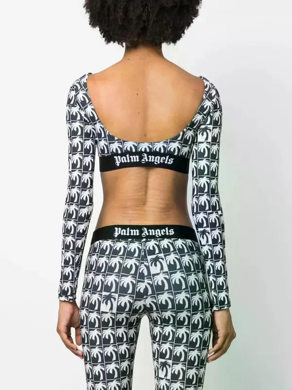 Palm Angels Palm-print Cropped Top