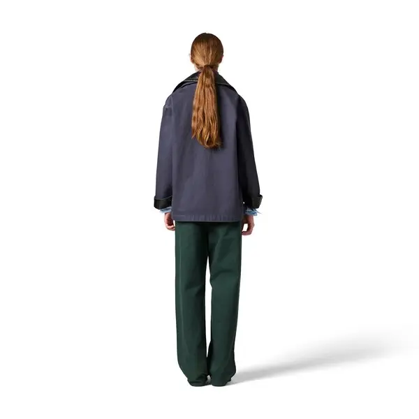 Miu Miu Single-breasted Gabardine And Leather Jacket - Hematite