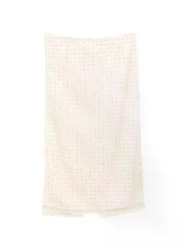 Staud Embellished Midi Skirt With Rear Slit - Neutrals