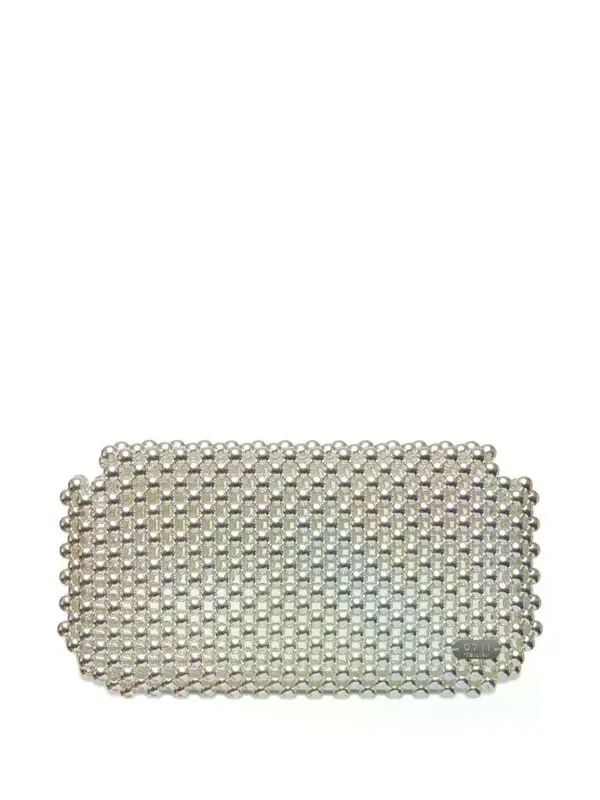 0711 TBILISI Clover Beaded Clutch Bag - Silver
