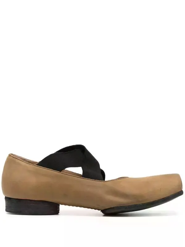 UMA WANG Square-toe Suede Ballerina Shoes - Brown
