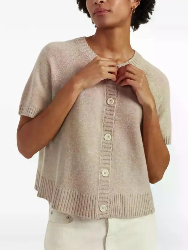 Chinti & Parker Button-up Short Sleeve Cardigan - Neutrals