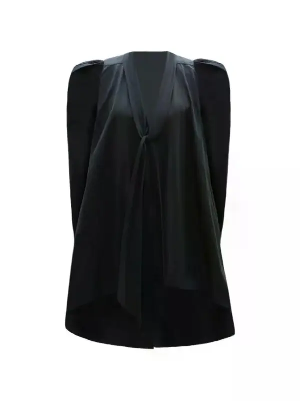 GEMY MAALOUF Bow Detail V-neck Top - Black