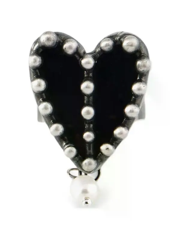 POISONED HEARTS Heart Shaped Ring With Pendant Detail