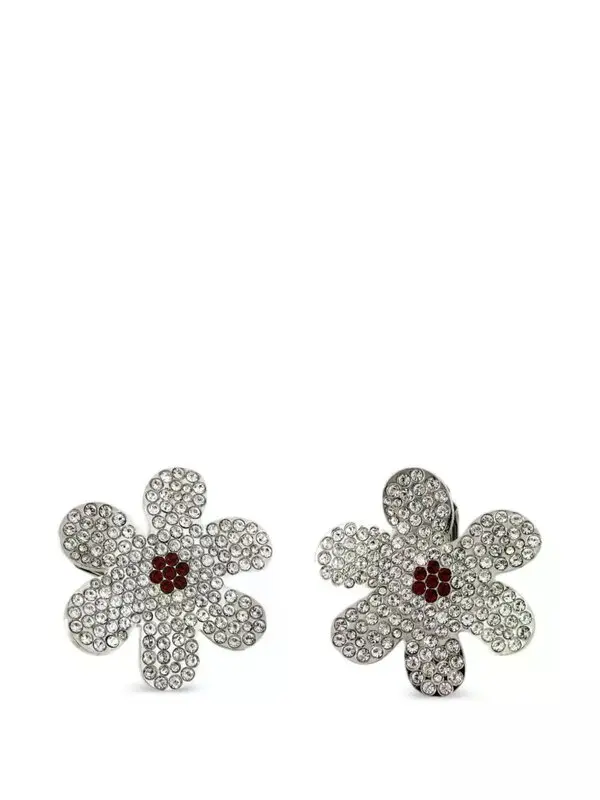 Marni Flower Crystal Earrings - Silver