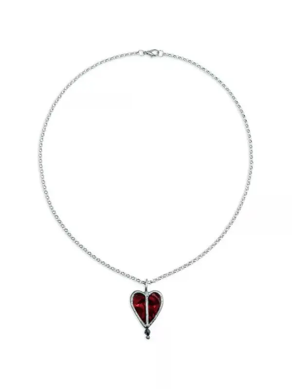 POISONED HEARTS Stained Glass Heart Pendant Necklace
