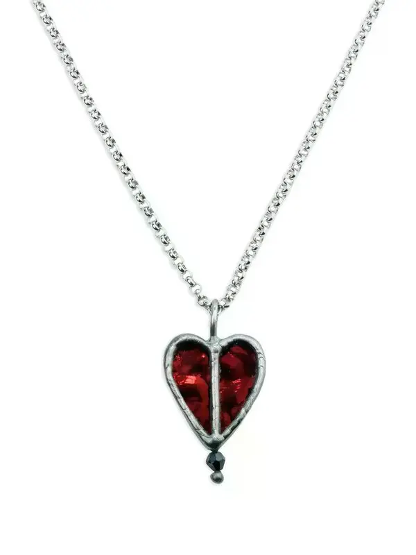 POISONED HEARTS Stained Glass Heart Pendant Necklace