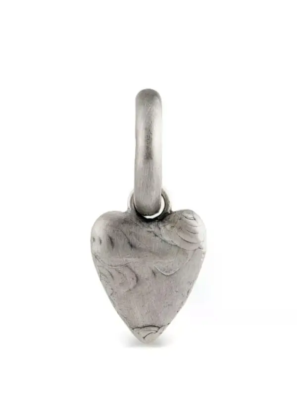 POISONED HEARTS Heart Hoop Earring - Silver