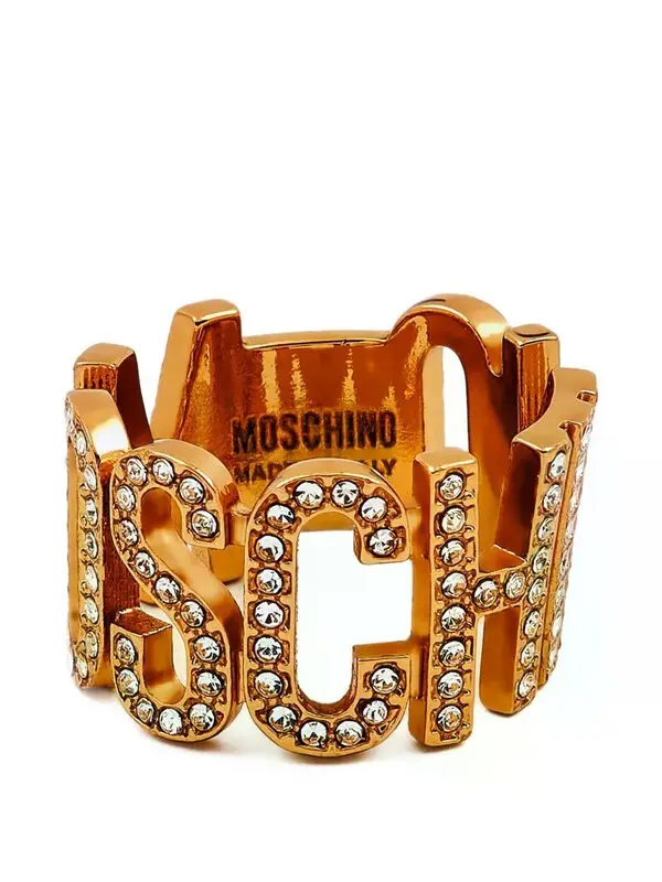 Moschino Crystal Embellished Tone Ring - Gold