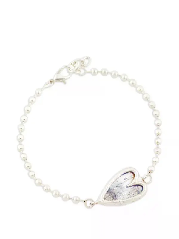 POISONED HEARTS Tone Heart Pendant Chain Bracelet - Silver