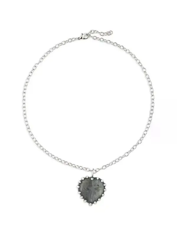 POISONED HEARTS Tone Glass Heart Pendant Chain Necklace