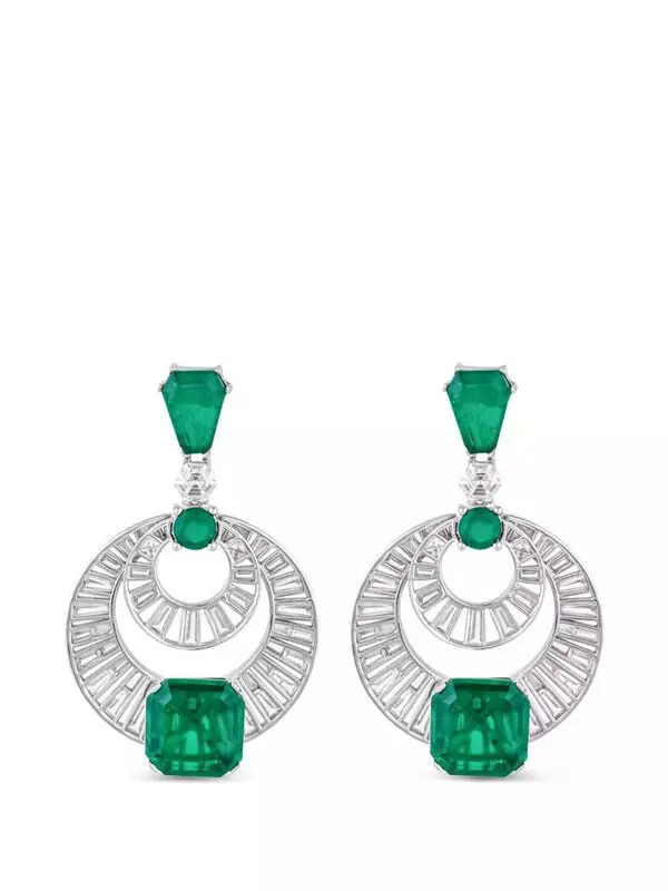 Isharya Emerald And -tone Drop Earrings - Silver