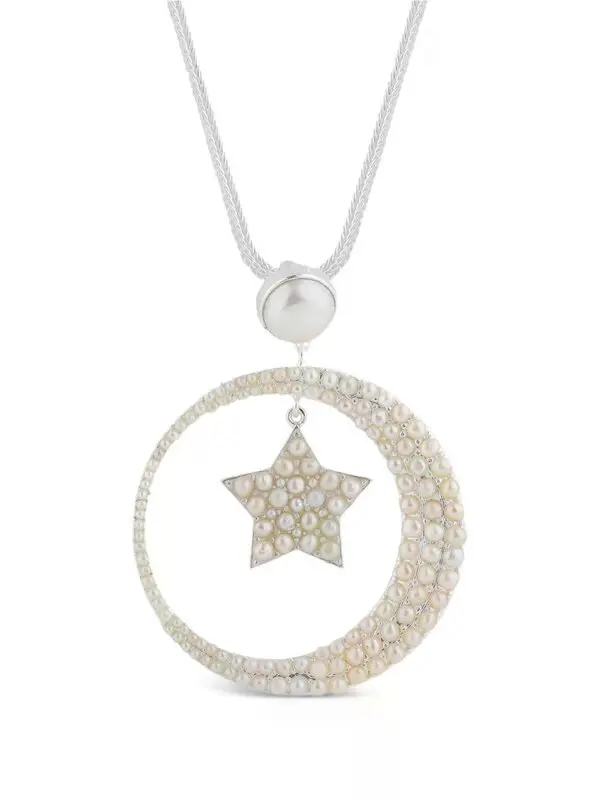 BOHEME BY VERO Tone Star And Moon Faux Pearl Necklace - Silver