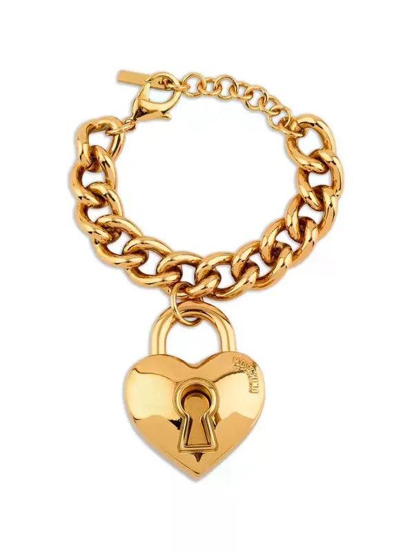 Moschino Tone Heart Lock Chain Bracelet - Gold