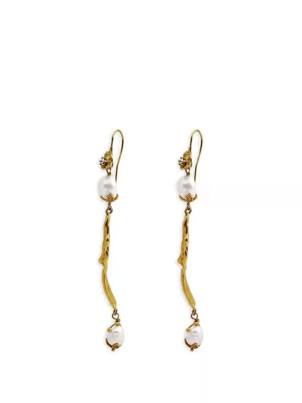 Marni Long Drop Earrings With White Embellishments