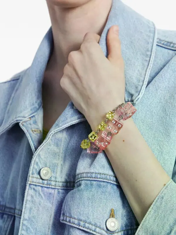 Marni Cube-bead Crystal Embellished Bracelet - Pink