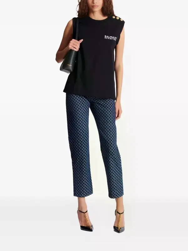 Balmain Button Detail Tank Top - Black