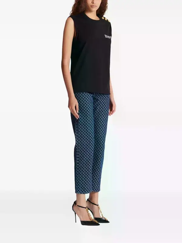 Balmain Button Detail Tank Top - Black
