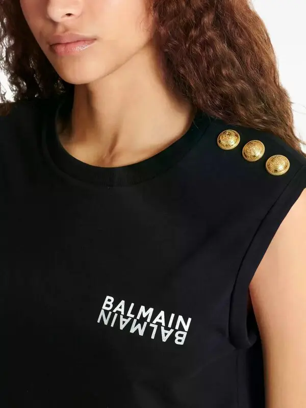 Balmain Button Detail Tank Top - Black