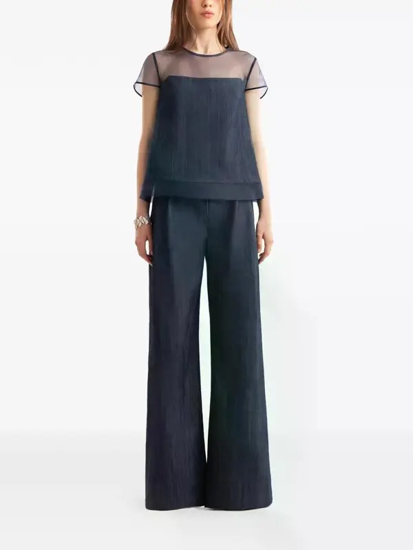 GEMY MAALOUF Boxy Short-sleeve Blouse With Sheer Panelling