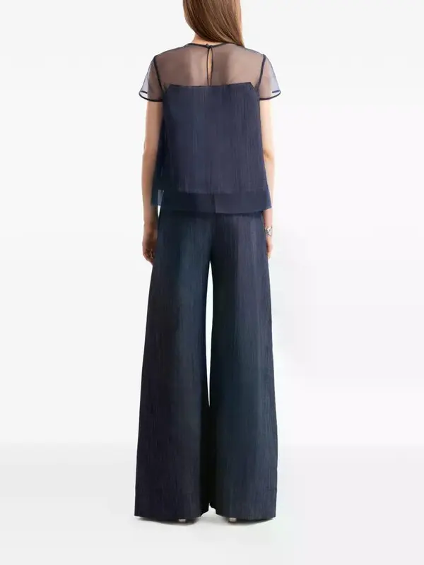 GEMY MAALOUF Boxy Short-sleeve Blouse With Sheer Panelling